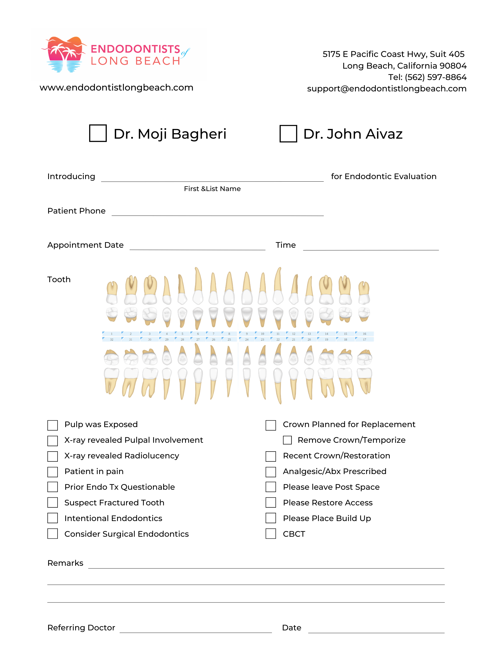 Referral Form - Endodontist Long Beach